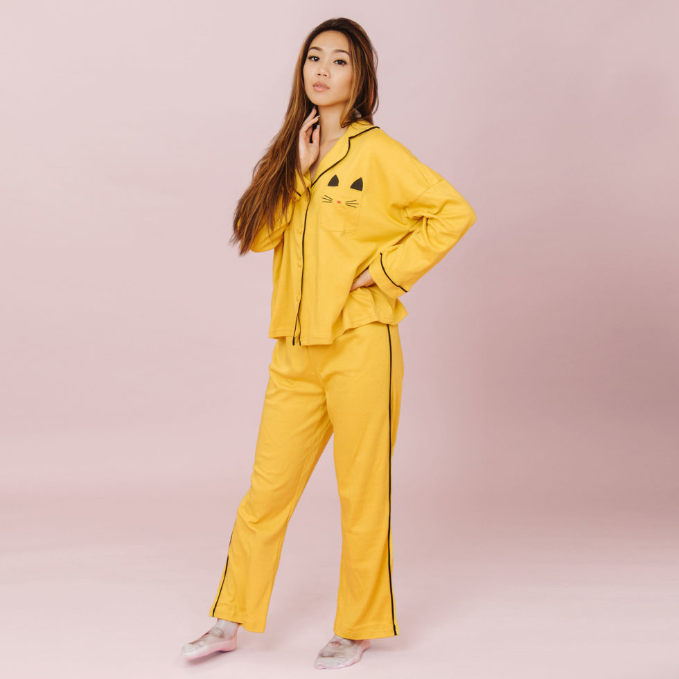 MELLOW YELLOW SLEEPY CAT PAJAMAS